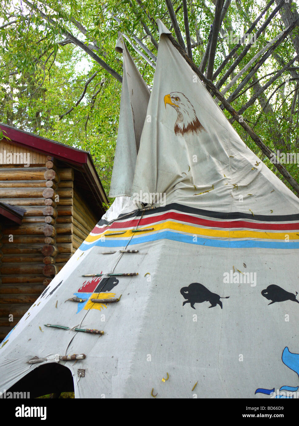 Tepee in Reconstruction of original fort in town of Banff in Banff ...