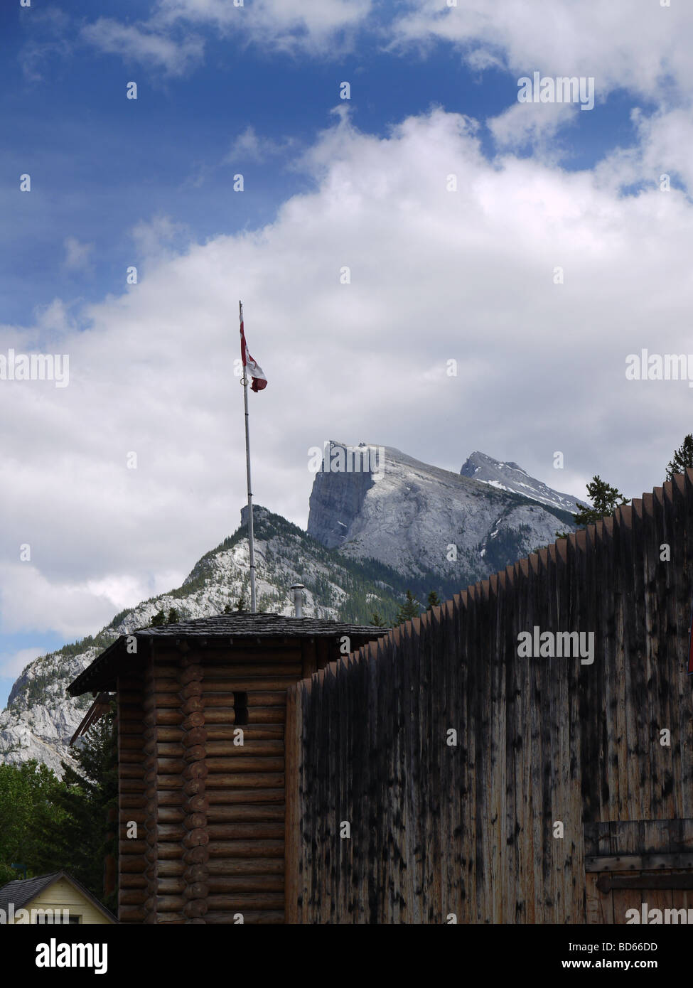 Reconstruction of original fort in town of Banff in Banff National Park ...