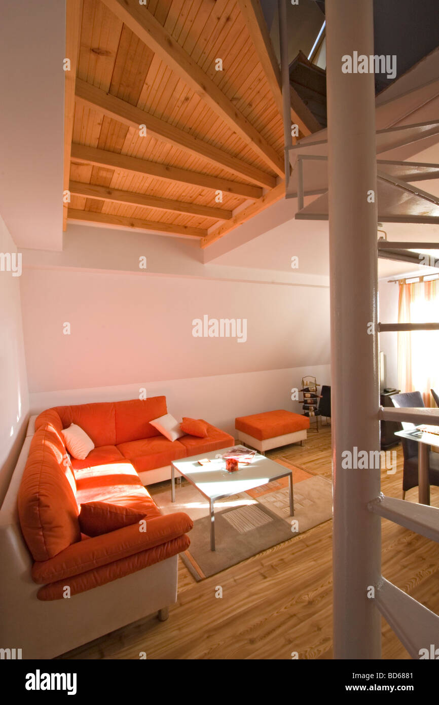 Living room in loft apartment Stock Photo - Alamy