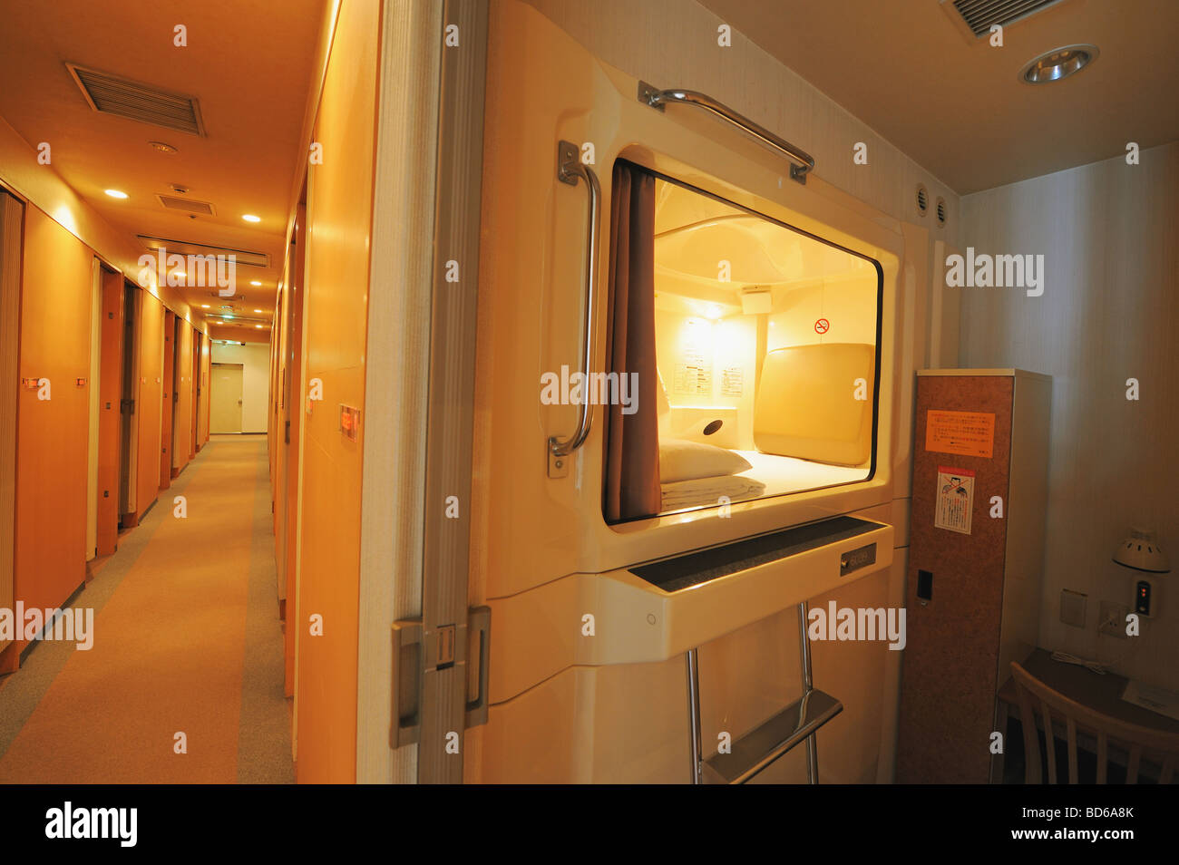 Interior of capsule hotel Stock Photo - Alamy