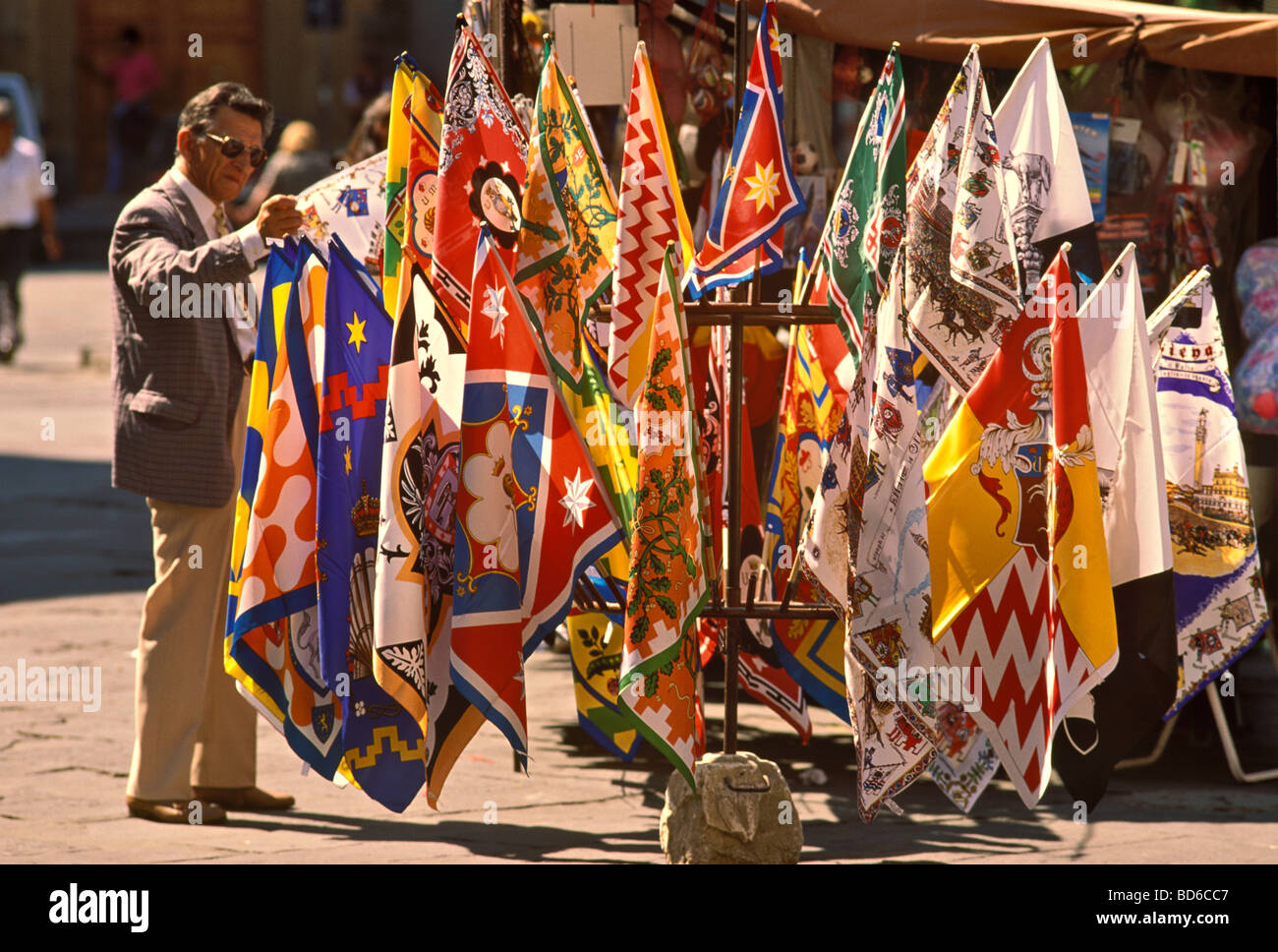 Flags of the contrade of the palio of siena hi-res stock photography ...