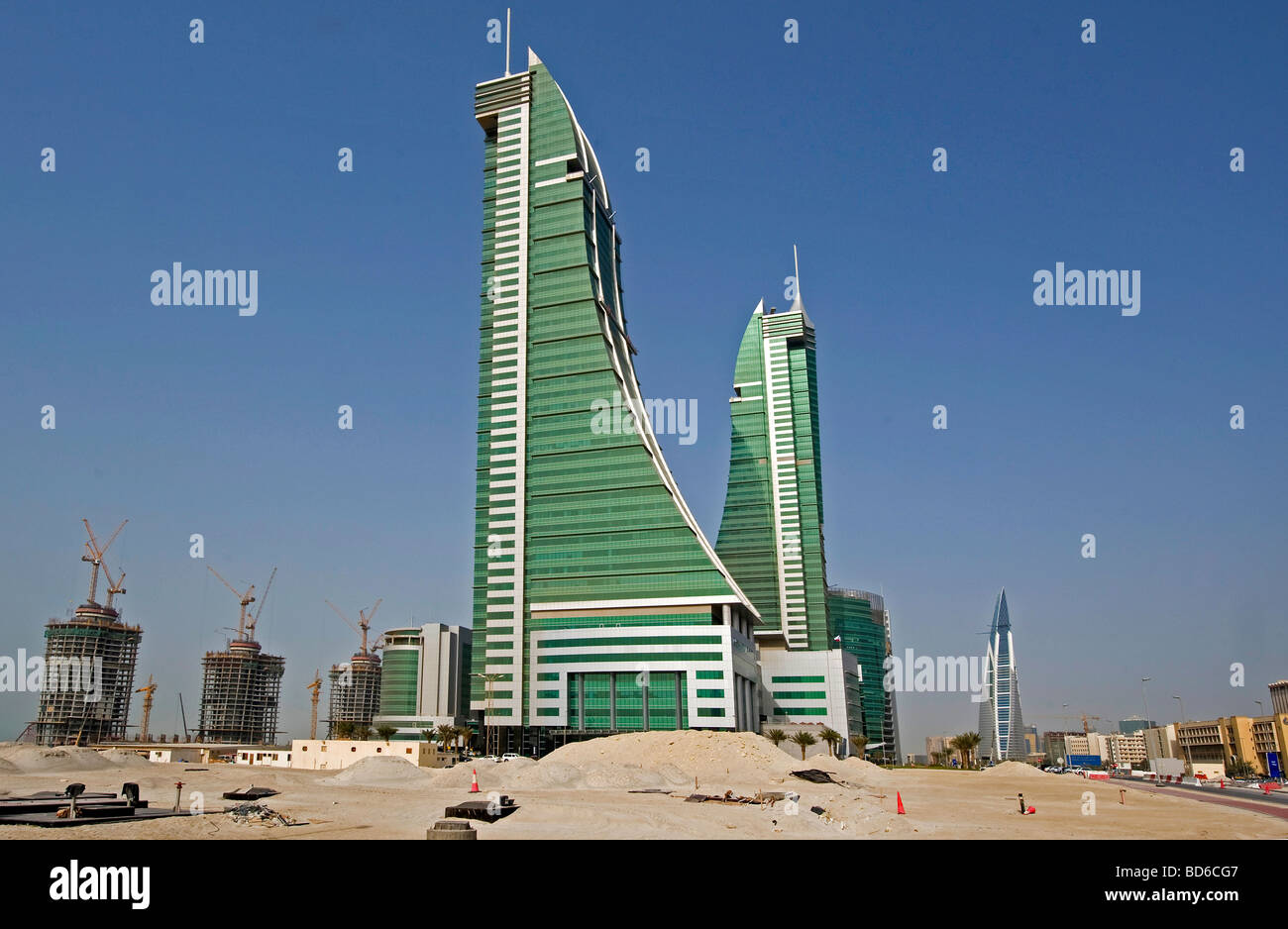 Bahrain, Manama : The twin towers of the Bahrain Financial Harbor Stock ...