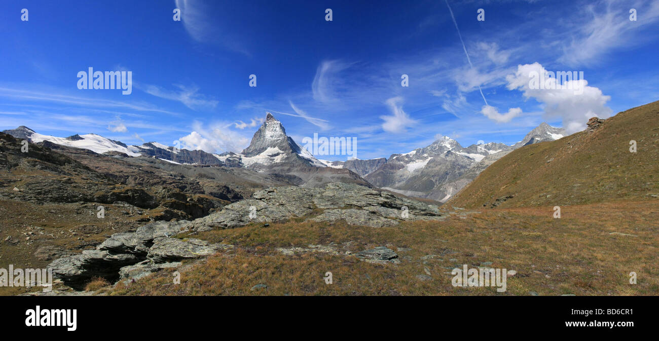 Switzerland, Zermatt : panoramic view over the Matterhorn Stock Photo ...
