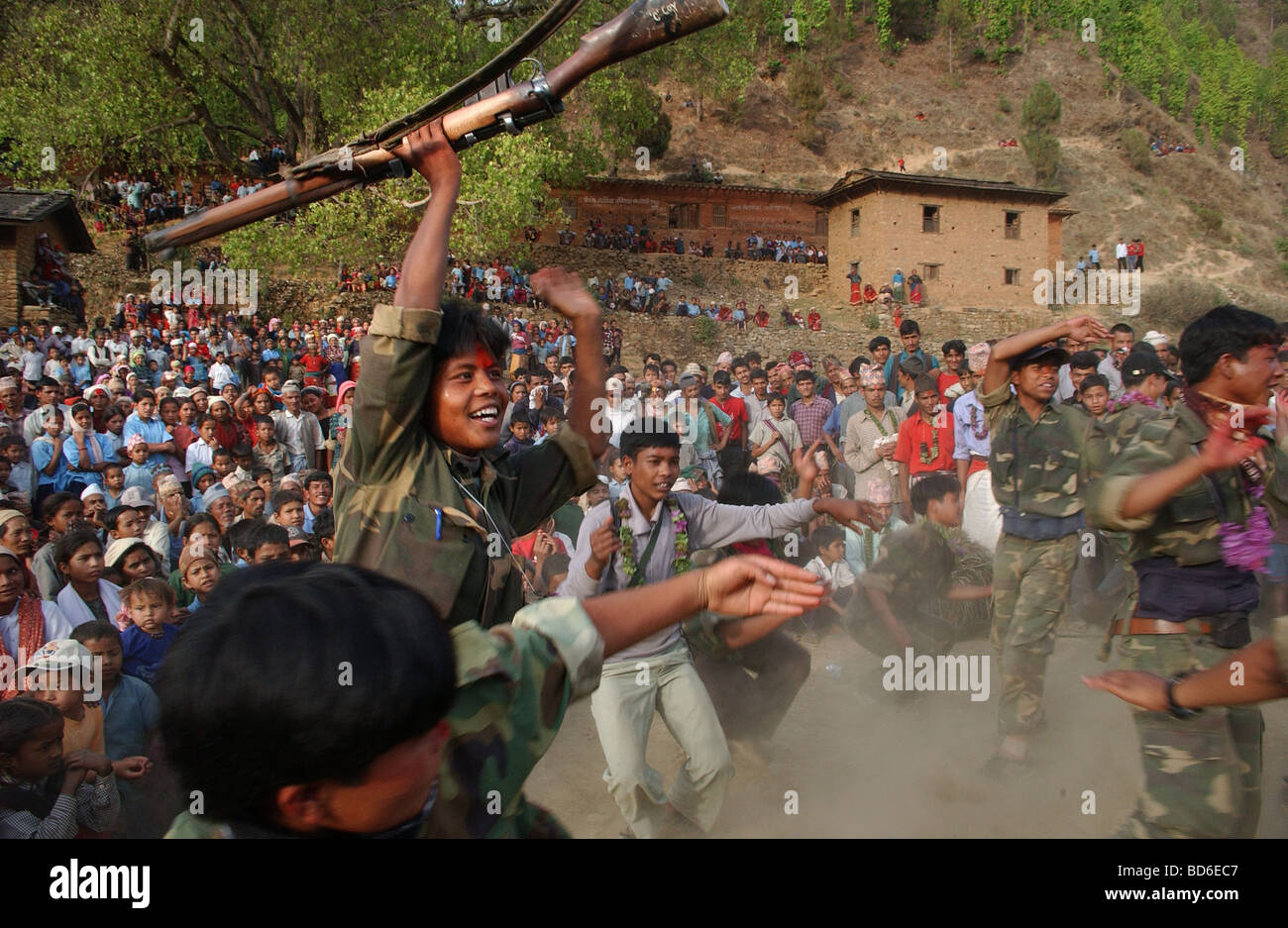 Maoist insurgents celebrate in Rukum district April 22 2004 weeks after ...