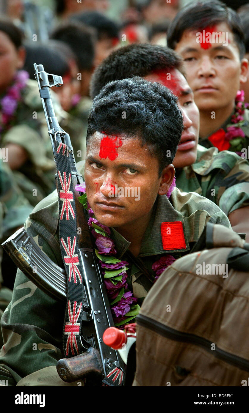 RUKUM DISTRICT NEPAL APRIL 22 2004 Maoist insurgents celebrate in Rukum ...