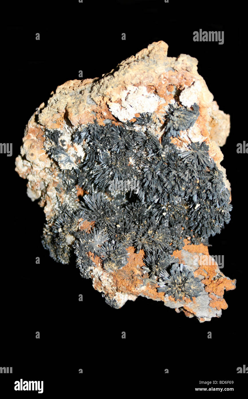Stibnite a.k.a Antimonite Crystals Stock Photo - Alamy