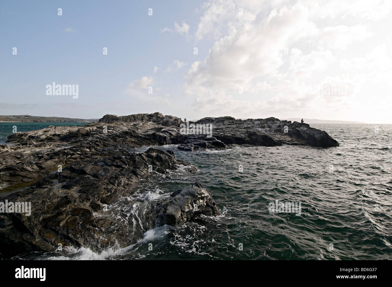 rocks and sea at godrevy point Stock Photo - Alamy