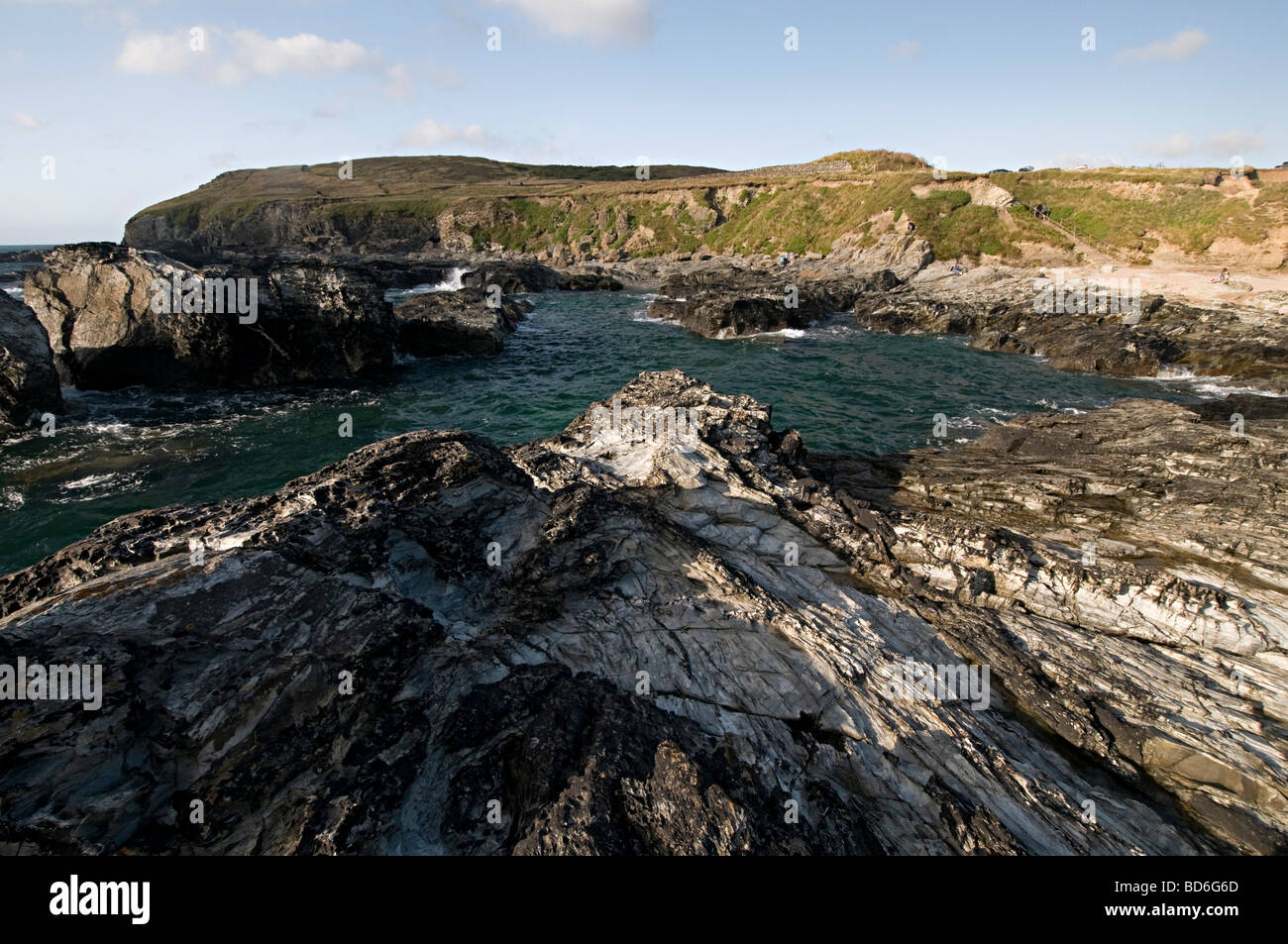 rocks and sea at godrevy point Stock Photo - Alamy