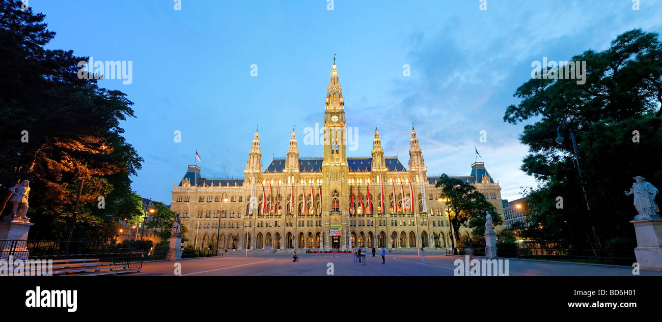 High resolution panorama of Neues Rathaus Vienna's neo-Gothic City Hall ...