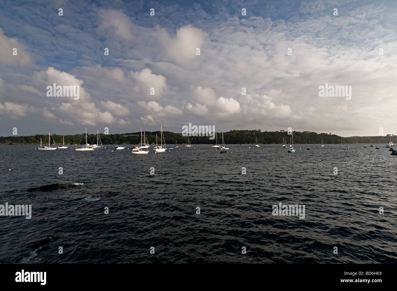 Mawnan beach in cornwall with helston passage at dusk Stock Photo - Alamy