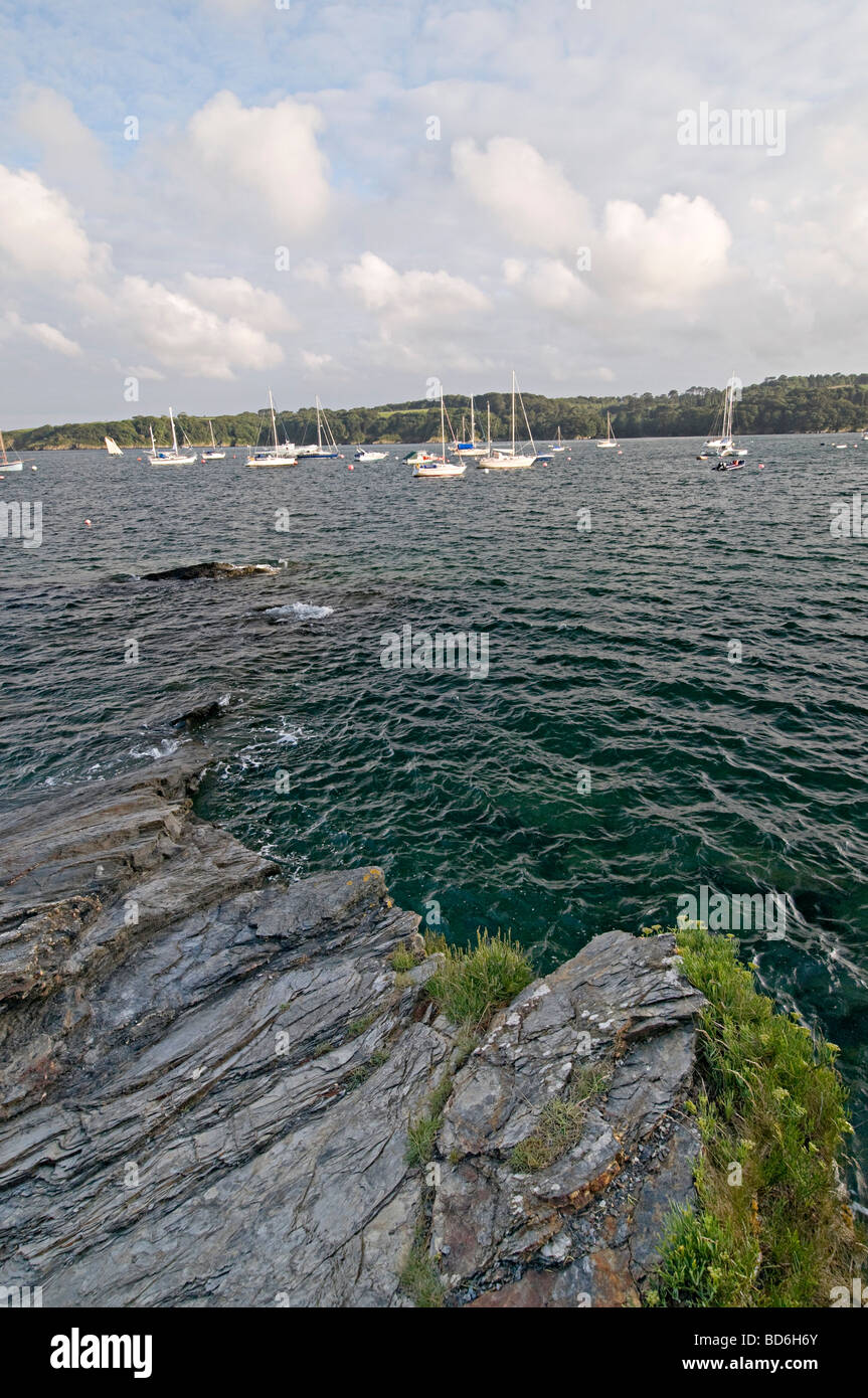 Mawnan beach in cornwall with helston passage at dusk Stock Photo - Alamy