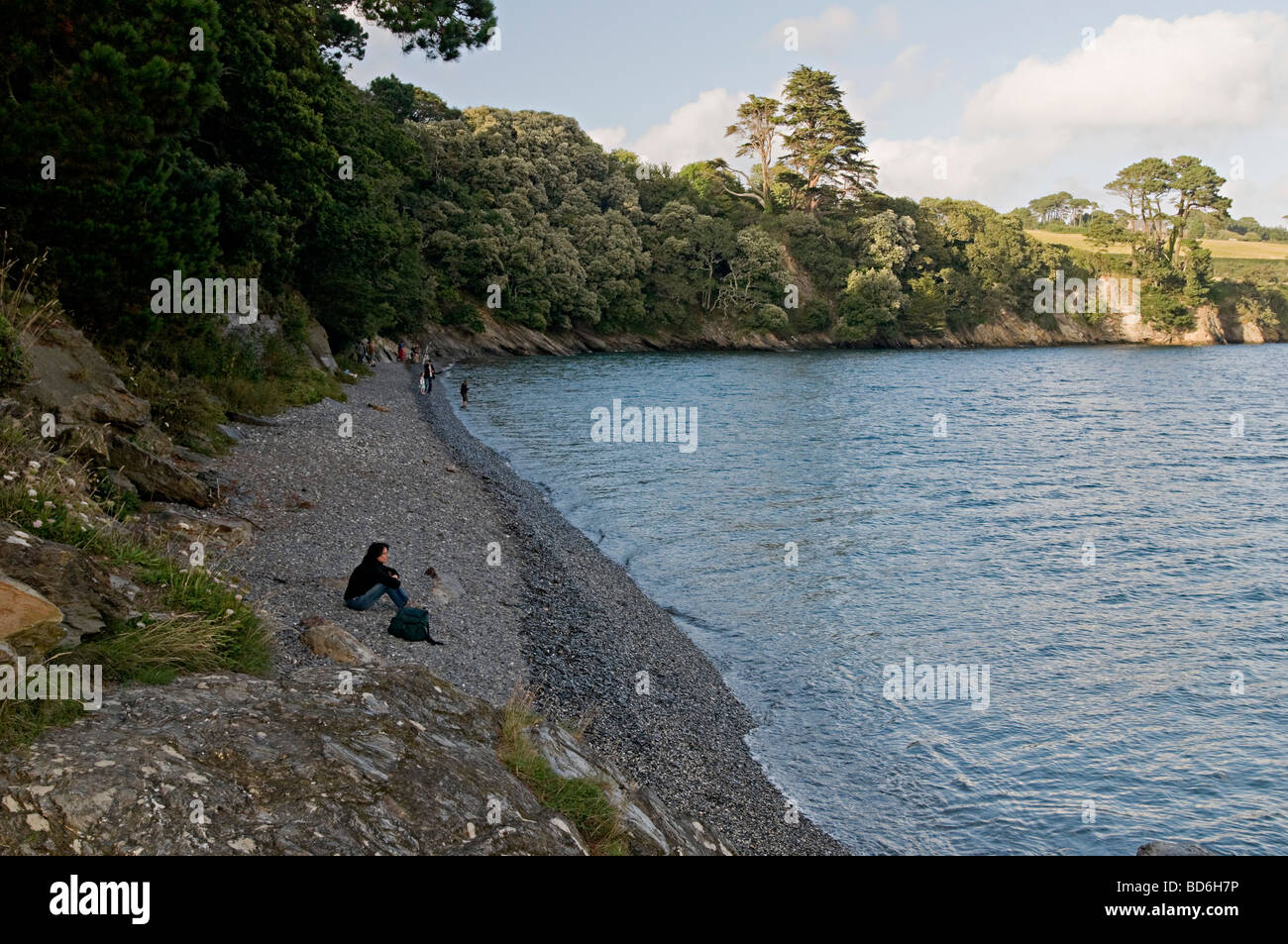 Mawnan beach in cornwall with helston passage at dusk Stock Photo - Alamy
