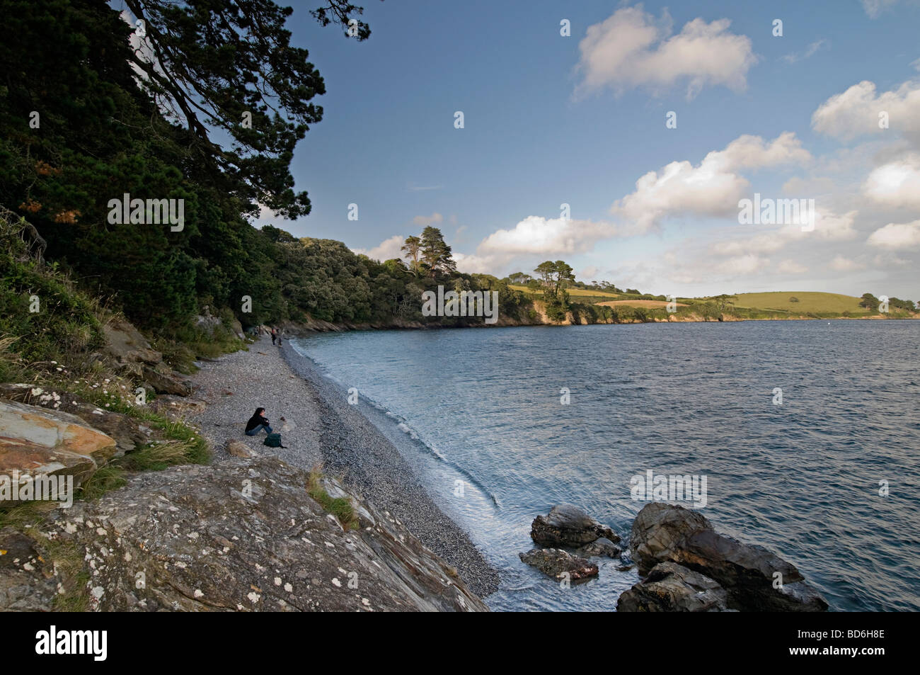 Mawnan beach in cornwall with helston passage at dusk Stock Photo - Alamy