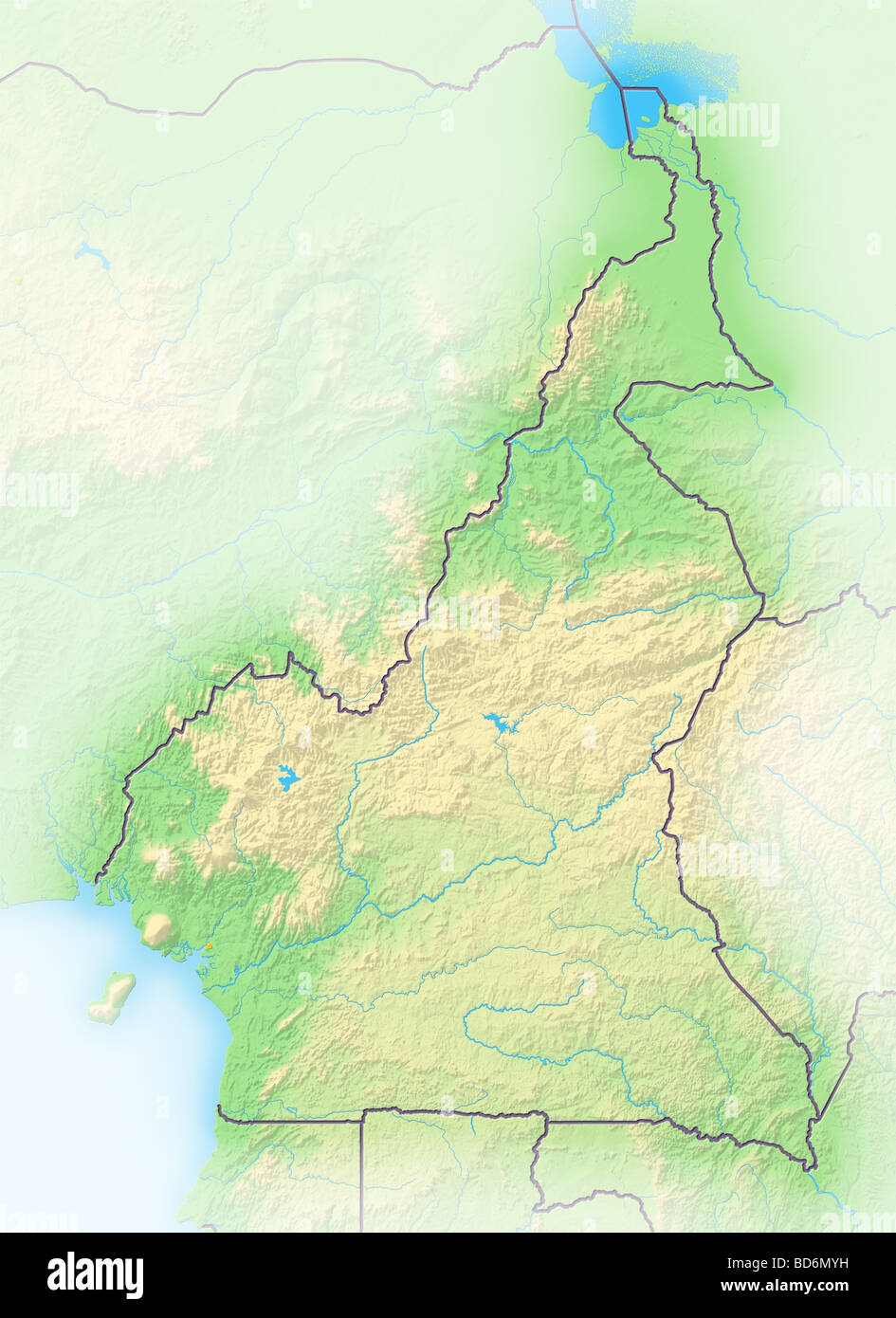 Cameroon, shaded relief map Stock Photo - Alamy
