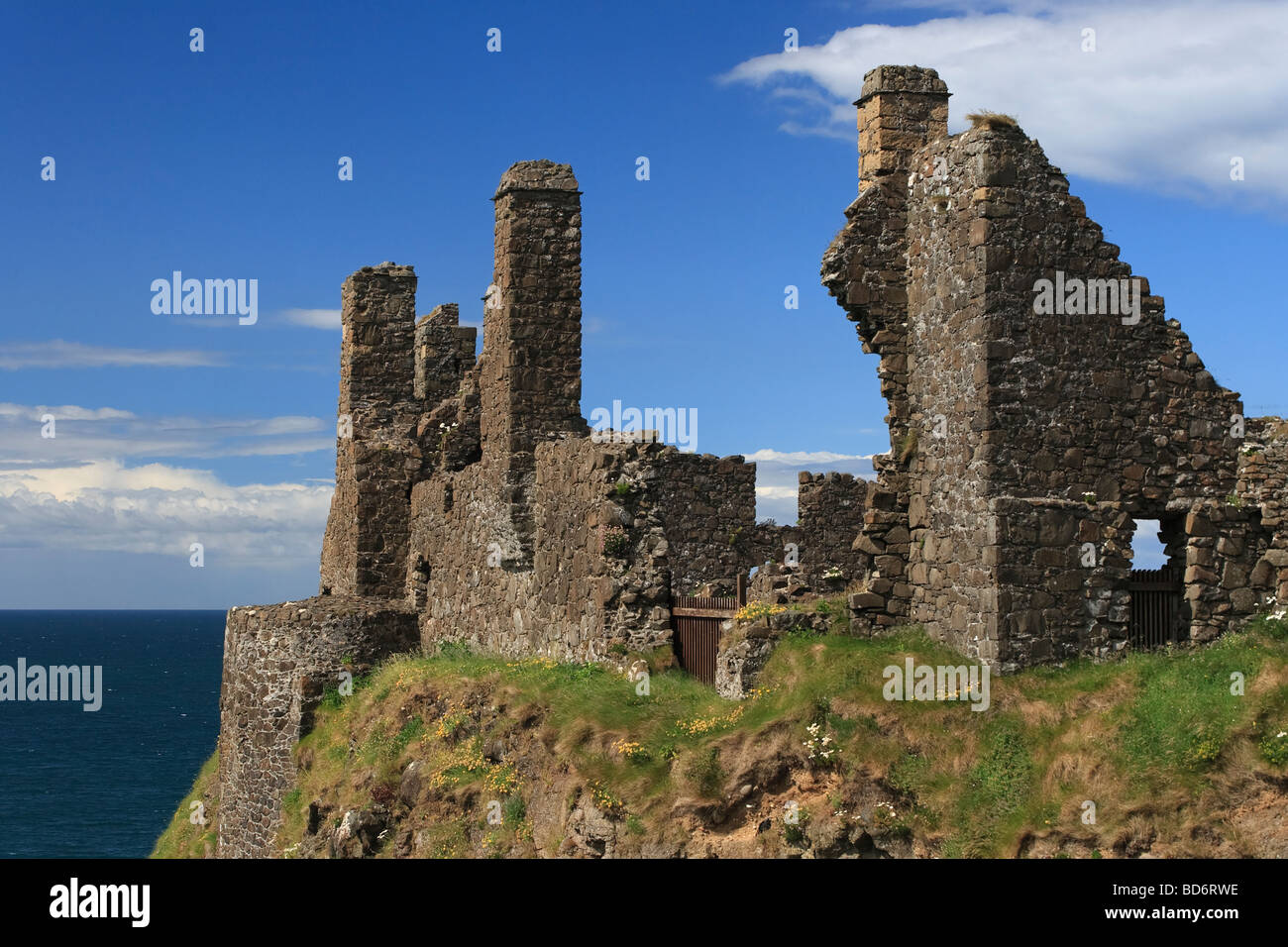 The ruins of Dunluce Castle on the north coast of Northern Ireland ...