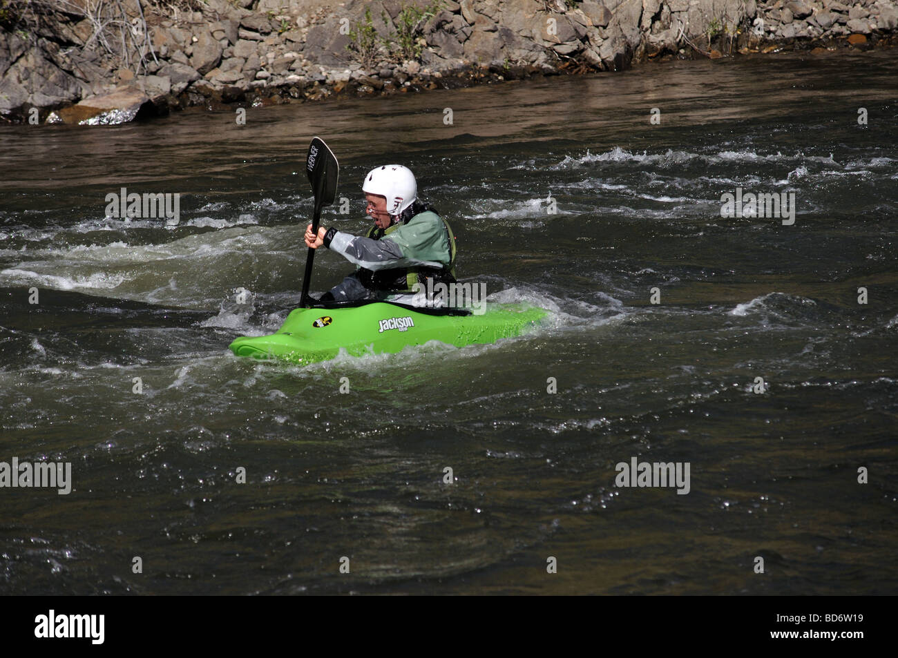 Whitewater kayaking in Boulder Canyon, Colorado Stock Photo - Alamy
