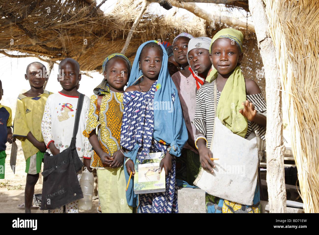School children during lessons, at Lagdo Lake, northern Cameroon ...
