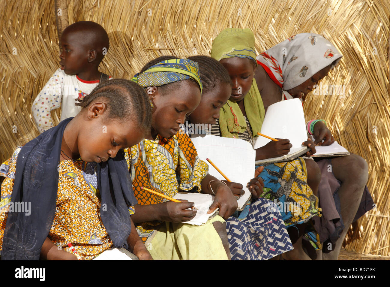 School children during lessons, at Lagdo Lake, northern Cameroon ...