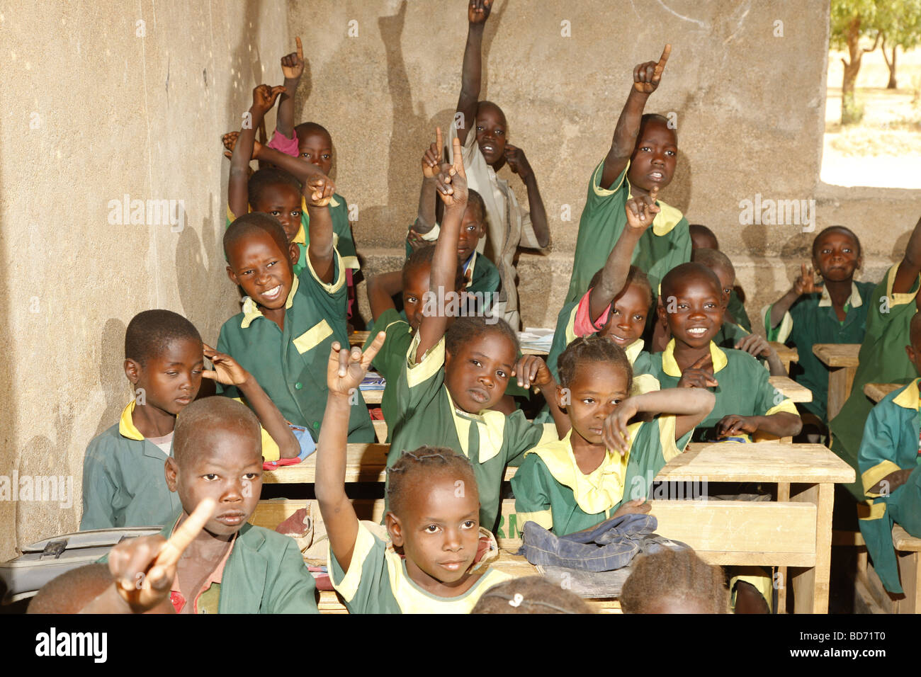 Children in uniform during lessons, Mora, Cameroon, Africa Stock Photo ...