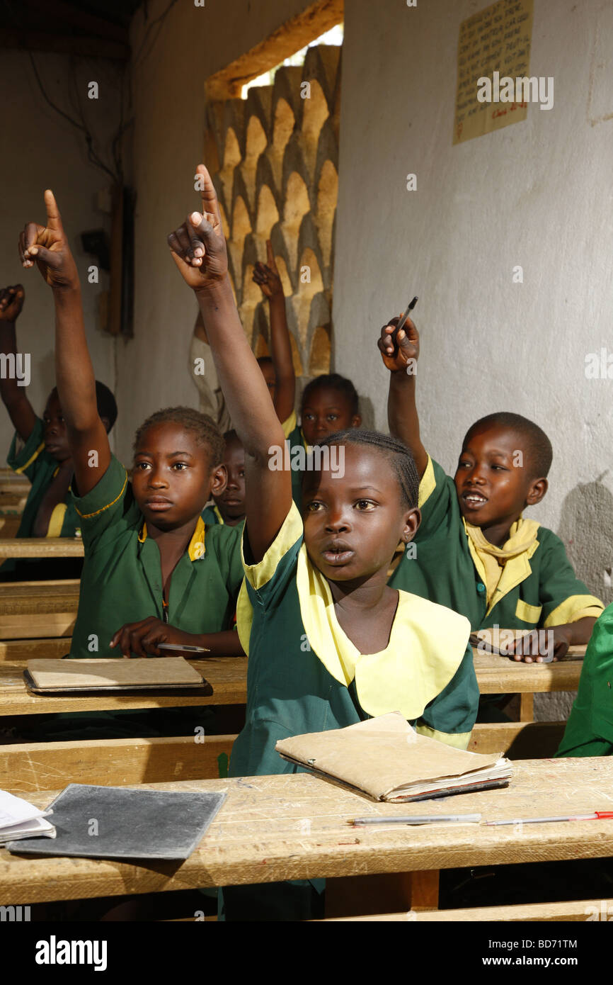 Children in uniform during lessons, Mora, Cameroon, Africa Stock Photo ...