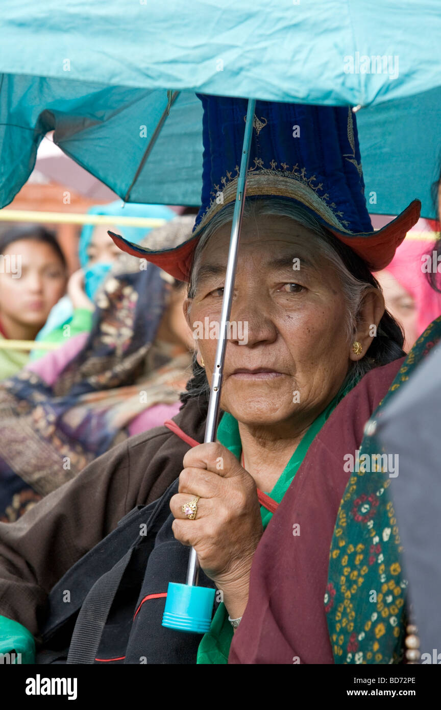 Ladakhi woman with traditional hat. Leh. Ladakh. India Stock Photo - Alamy