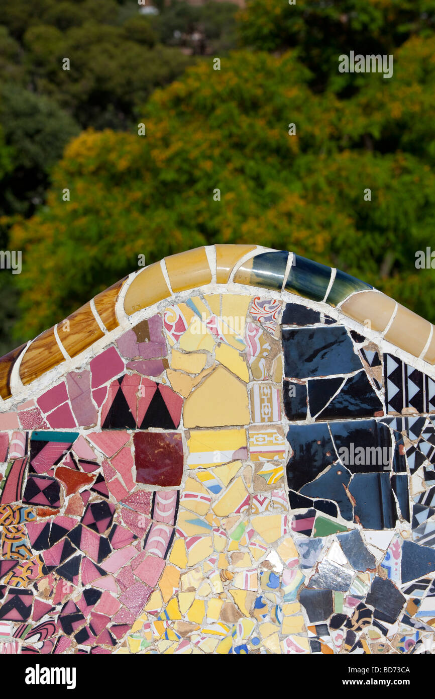 Mosaic in Parc Guell, Barcelona, Catalonia, Spain, Europe Stock Photo ...