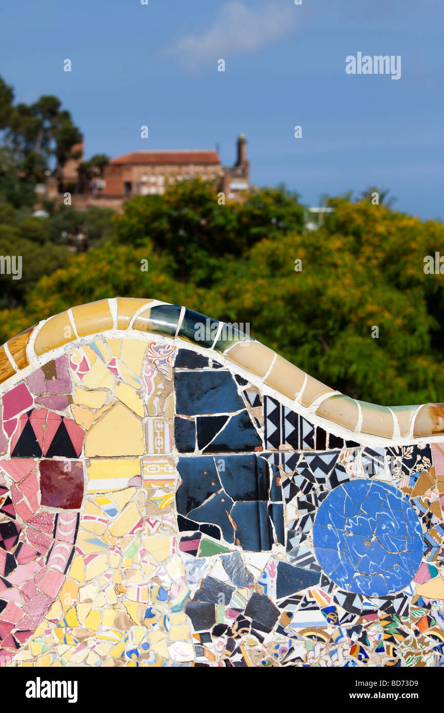 Mosaic in Parc Guell, Barcelona, Catalonia, Spain, Europe Stock Photo ...