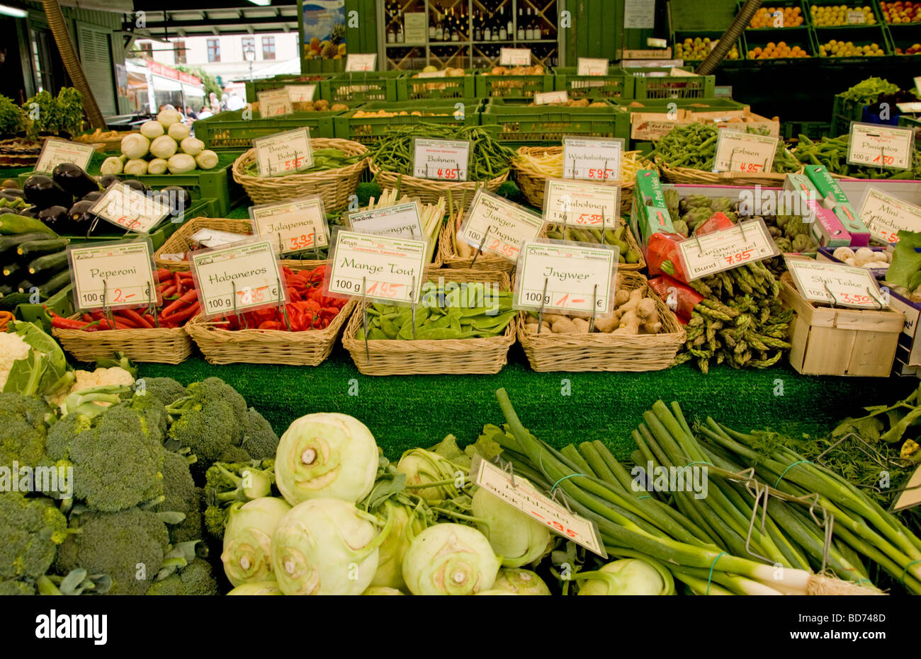 Munich, Bavaria, Germany. Viktualienmarkt - vegetable stall Stock Photo ...