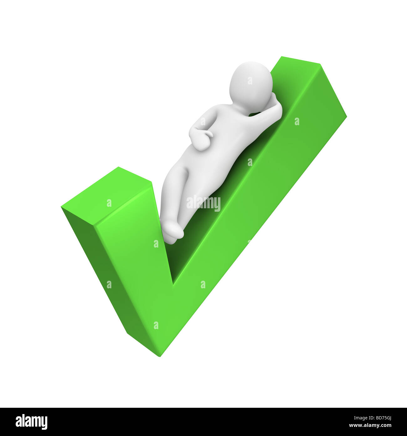 Man laying on check mark Stock Photo - Alamy