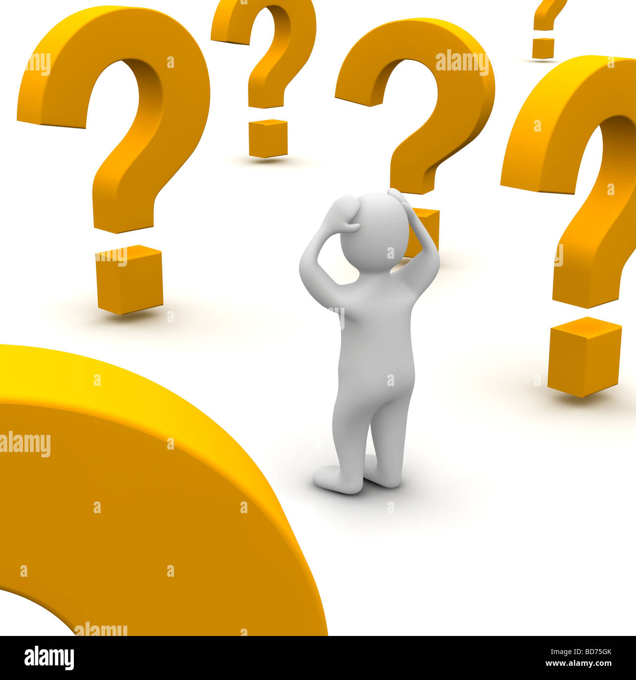 Confused man and question marks Stock Photo - Alamy