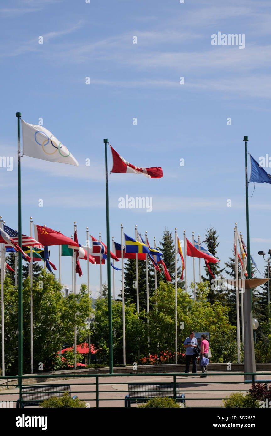 Flags at the winter Olympic Olympic Site in Calgary the largest city in ...