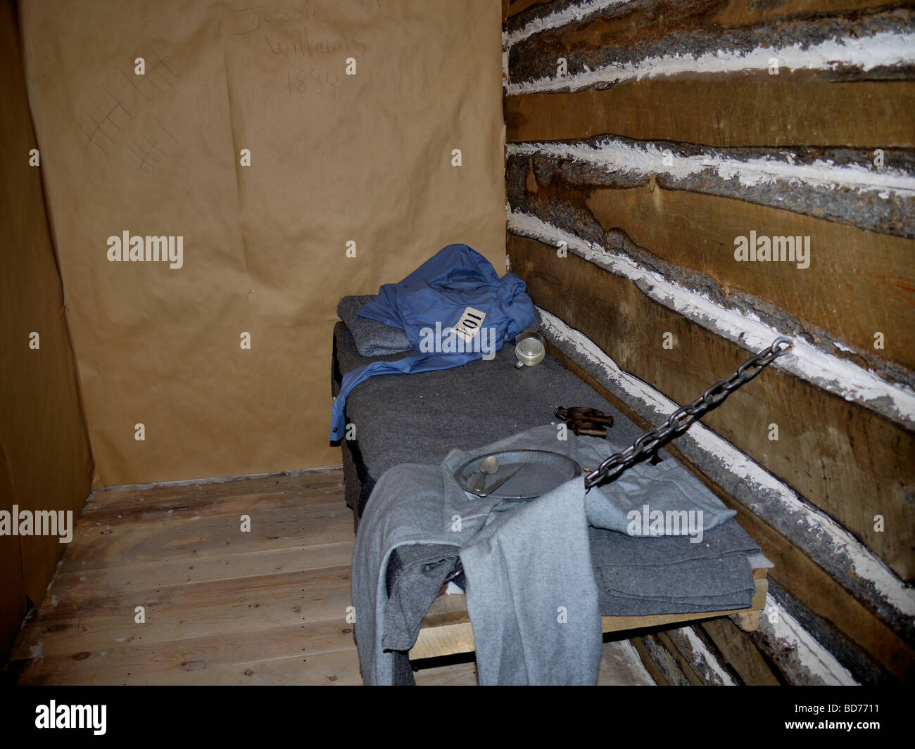 Prison cell at Fort Calgary Mountie Museum in Calgary, the largest city ...