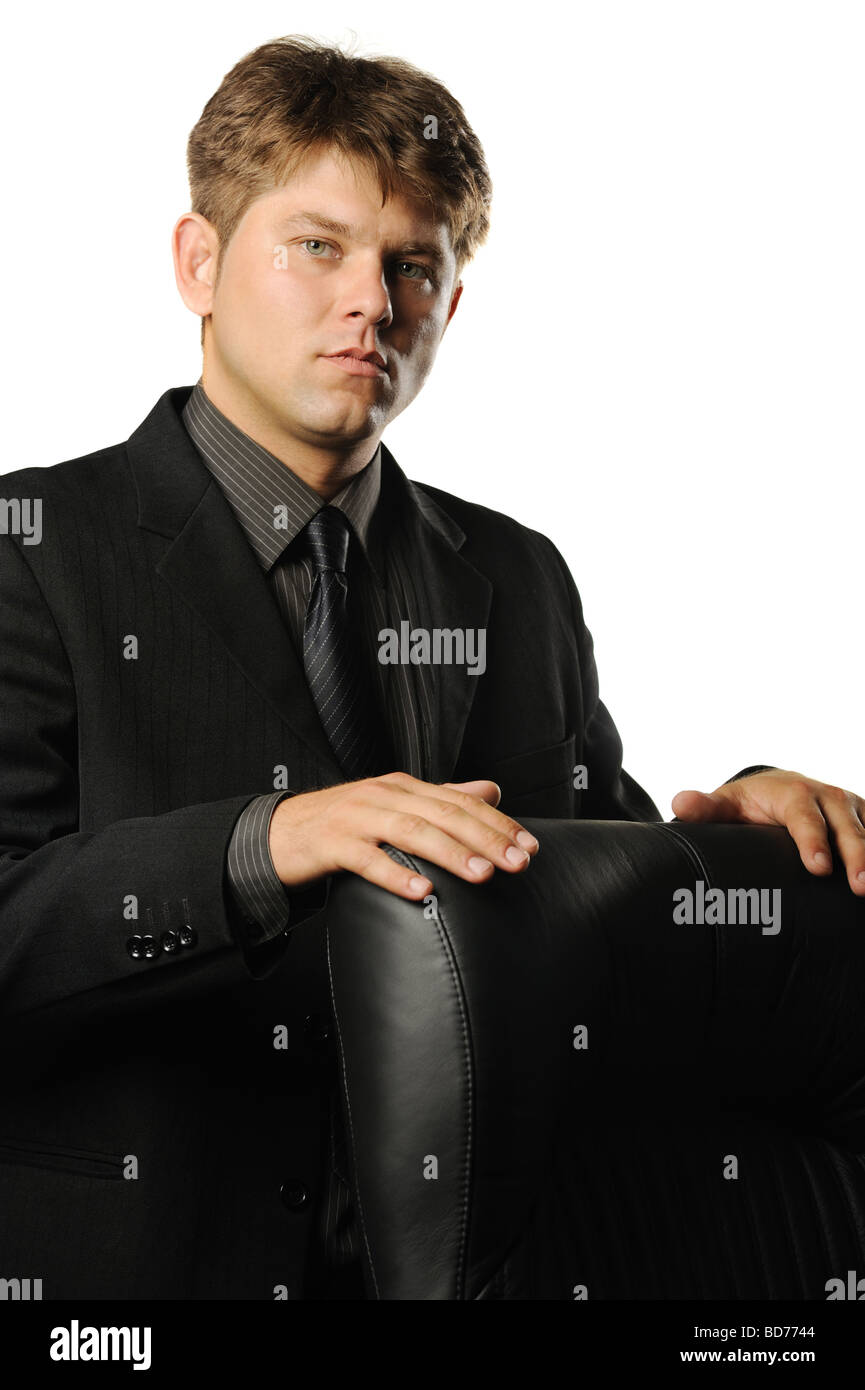 The young businessman in bad mood A portrait of the man it is isolated ...