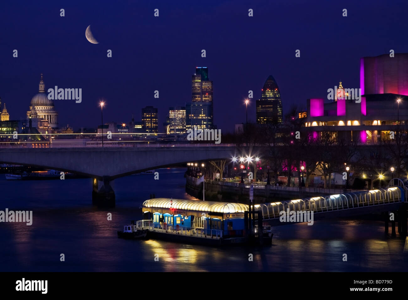moonlight over city of london Stock Photo - Alamy