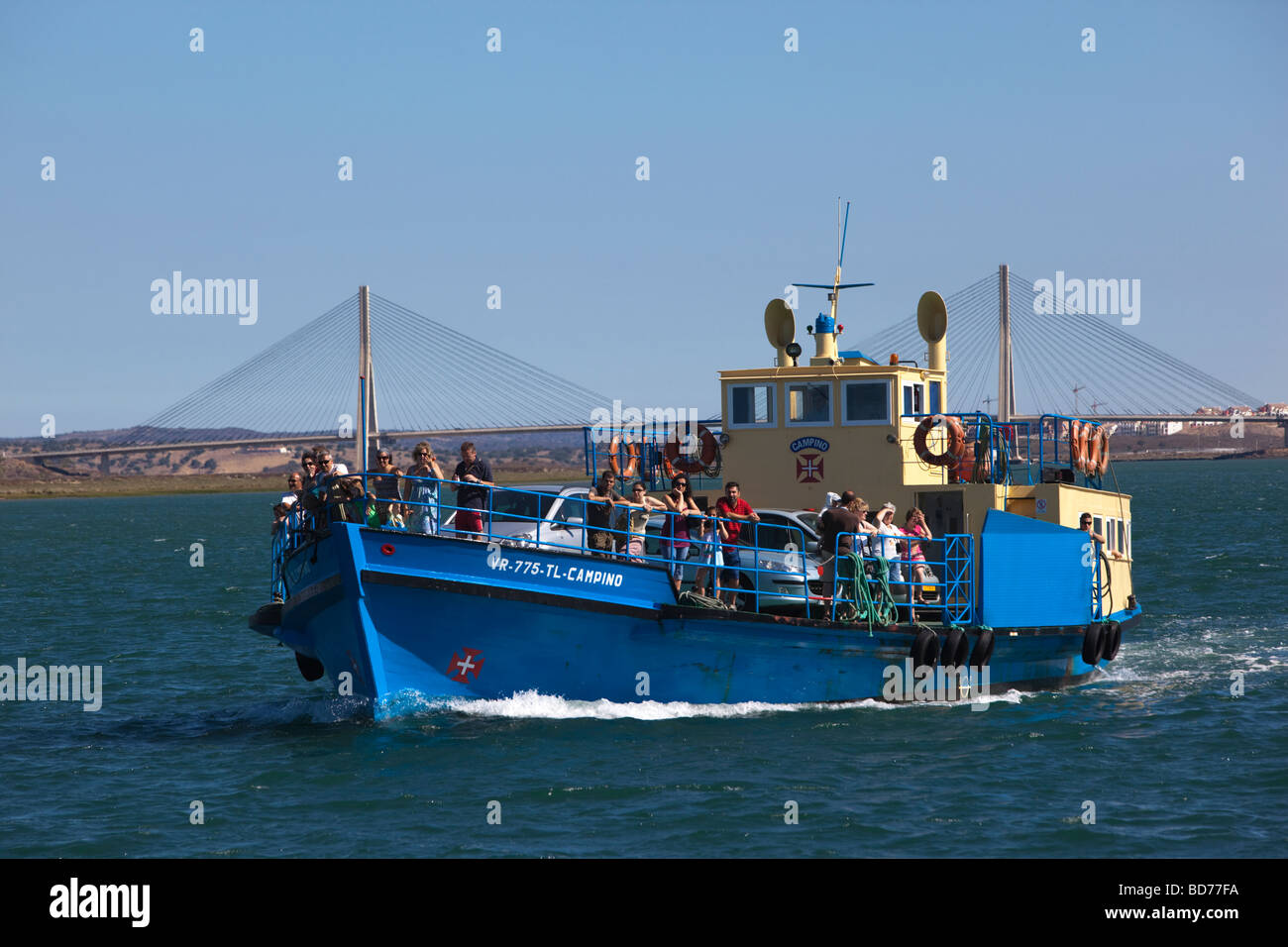 Ferry on the Rio Guadiana, the river between the town of Ayamonte ...