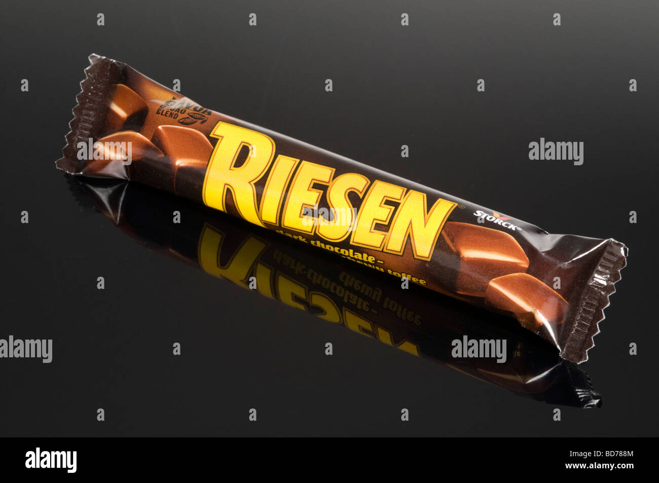 Riesen Chocolate Bar On Black Background Shot In Studio Stock Photo - Alamy