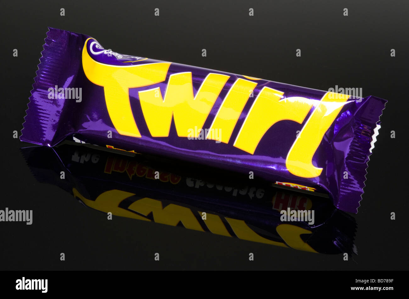 Cadbury Twirl Chocolate Bar On Black Background Shot In Studio Stock ...