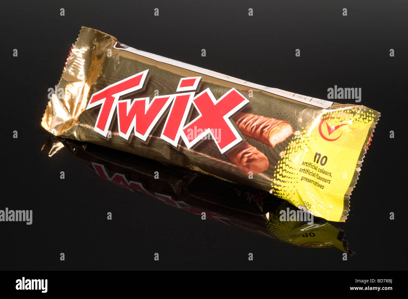 Twix Chocolate Bar On Black Background Shot In Studio Stock Photo - Alamy