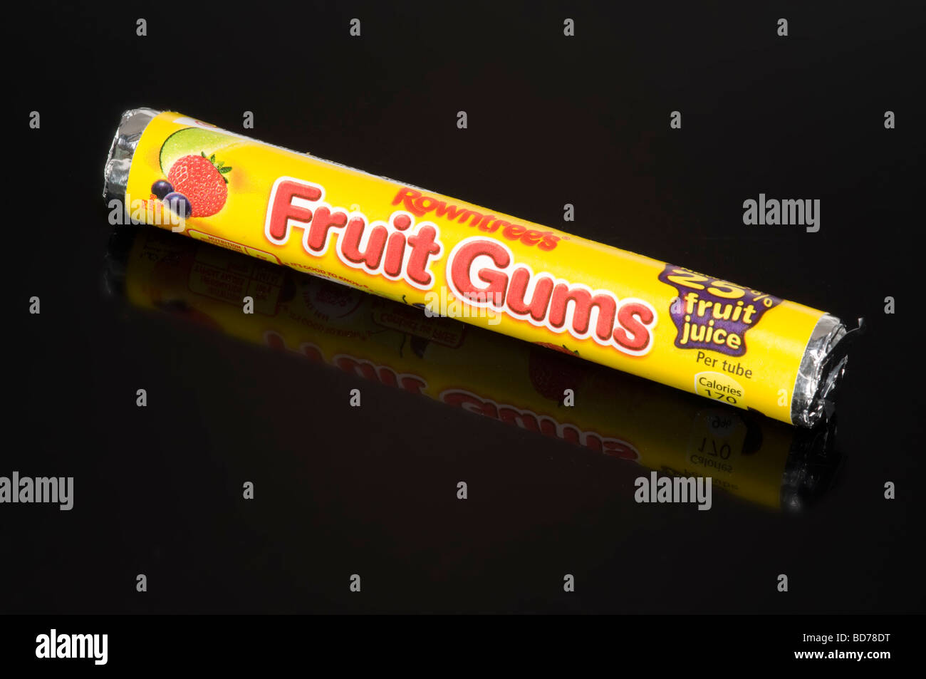 Rowntrees Fruit Gums On Black Background Shot In Studio Stock Photo - Alamy