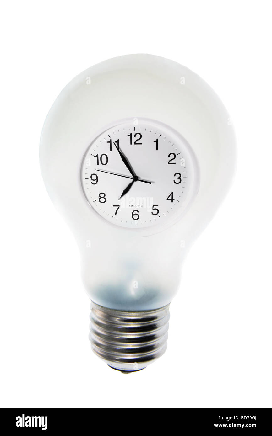 Clock in Light Bulb Stock Photo - Alamy