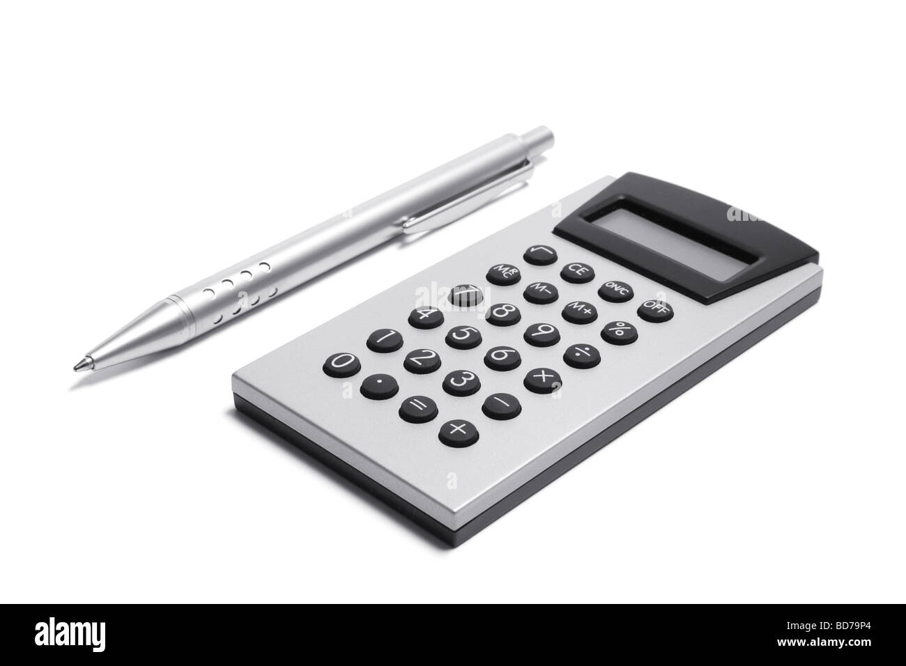 Calculator and Pen Stock Photo - Alamy