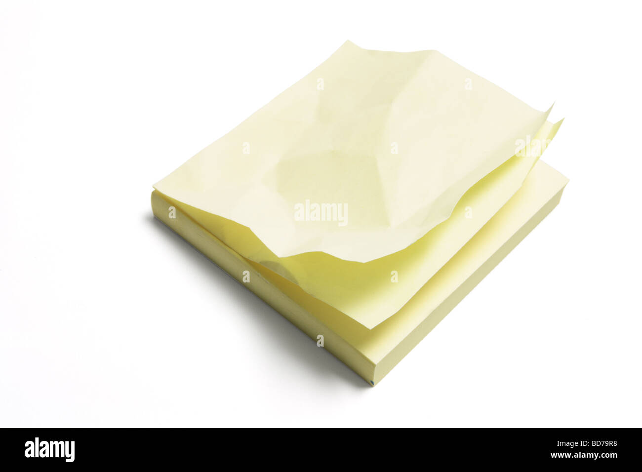 Post It Notepad with Crumpled Pages Stock Photo - Alamy