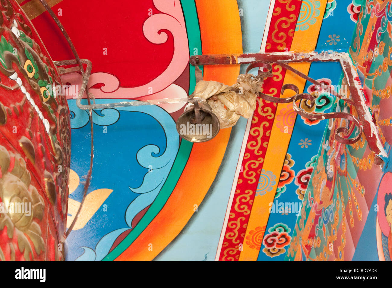 Bodhnath, Nepal. Buddhist Prayer Wheel Rings Bell Hanging from Ceiling ...