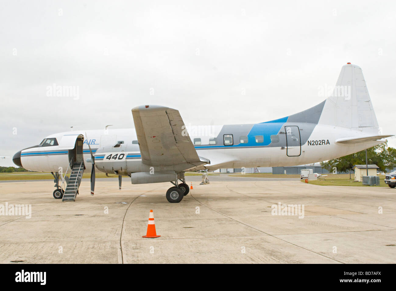 Convair 440 Turboprop airplane parked on ramp at small airport Stock ...