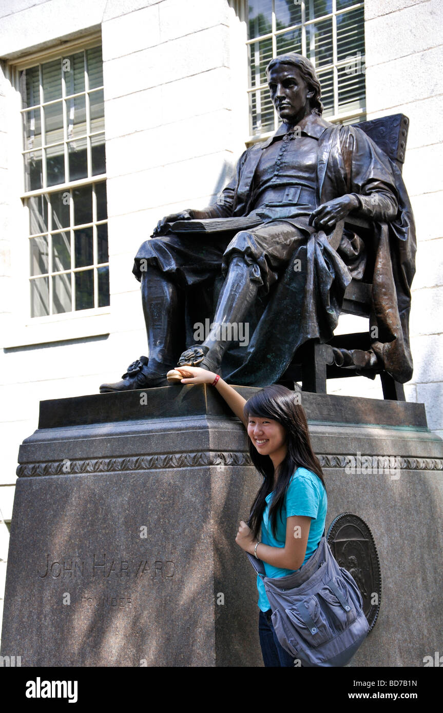 John Harvard statue on Harvard University campus Stock Photo - Alamy