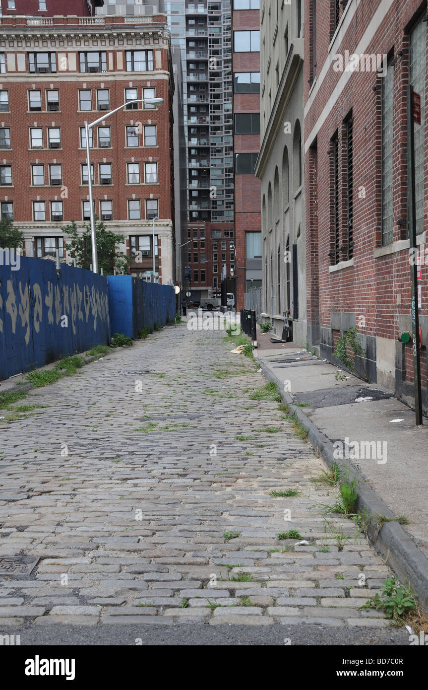 Fletcher Street, paved with Belgian blocks, is in Lower Manhattan. It ...
