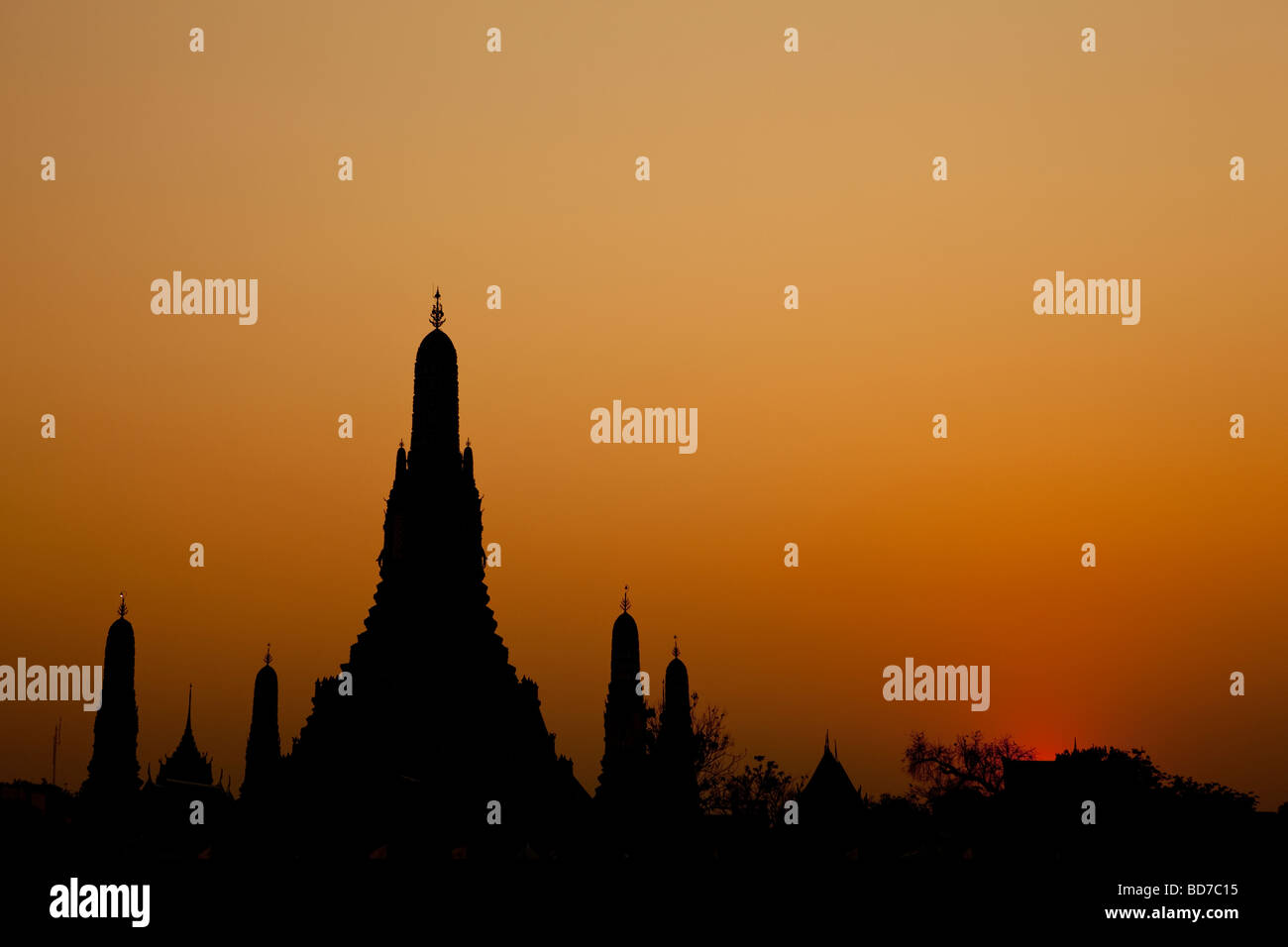 Temple at Sunset Bangkok Thailand Stock Photo - Alamy