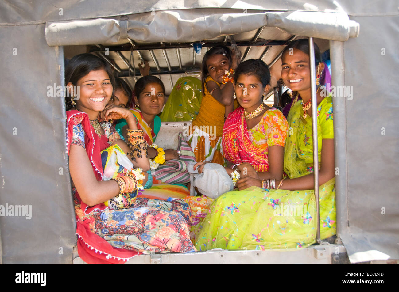 indian Transport, Mountain Jeeps, Young Girls, Saris, Going To school ...