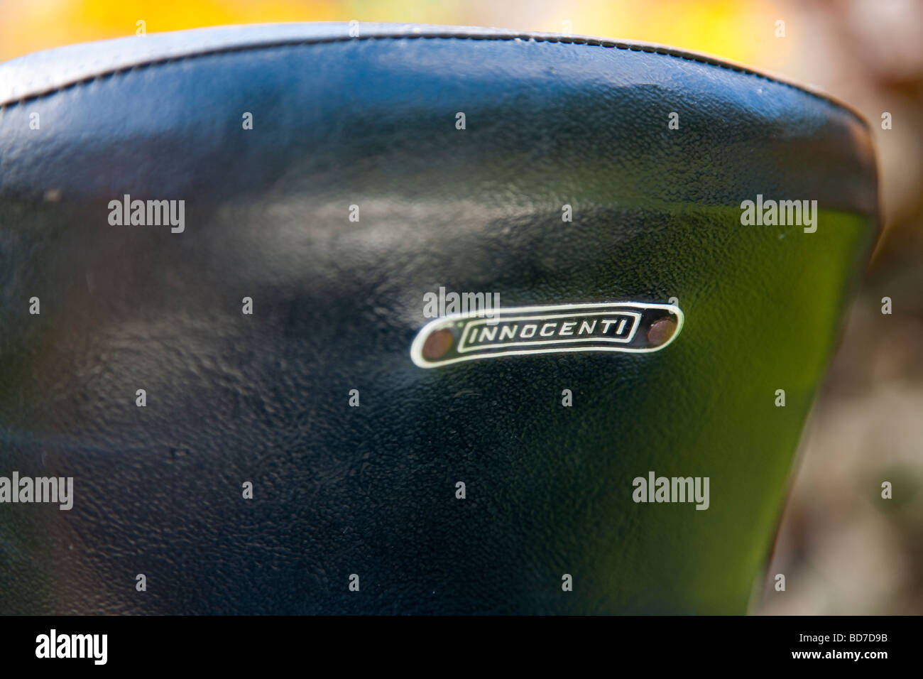 Innocenti Badge on Scooter Seat Stock Photo - Alamy