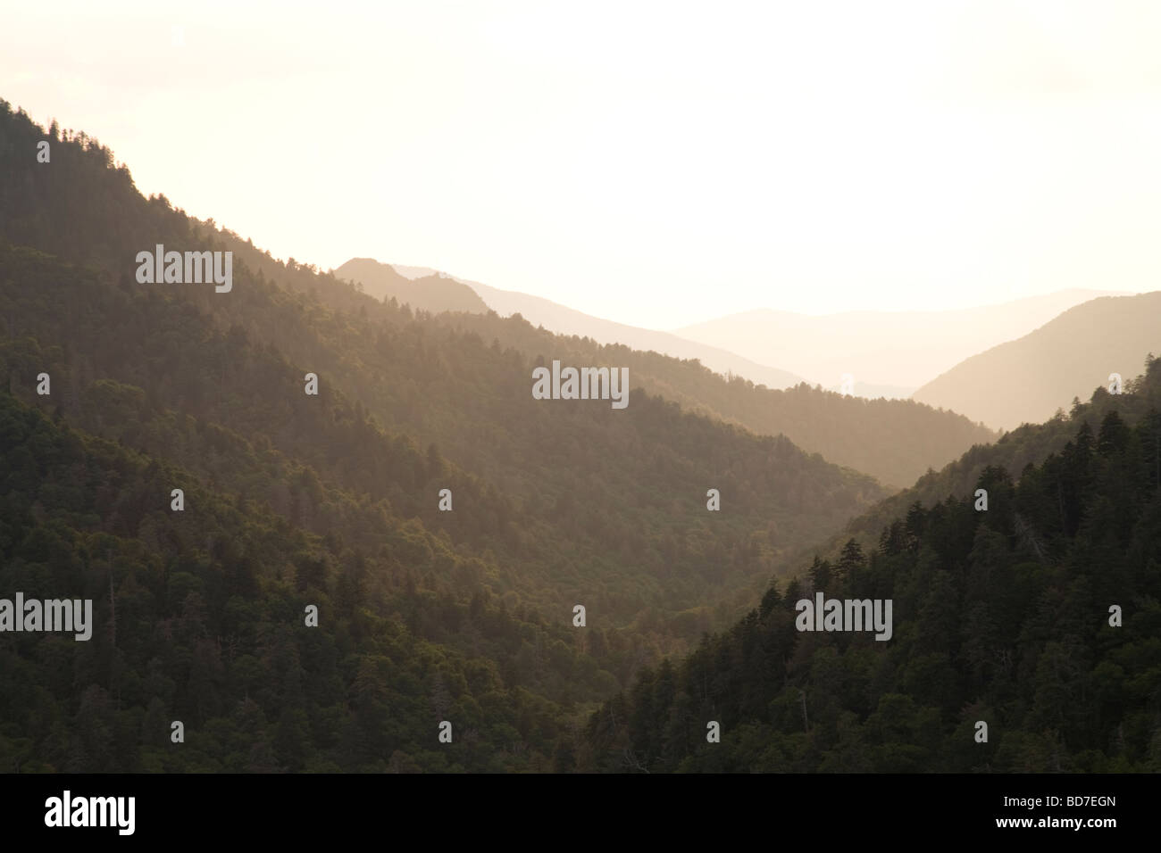 Layered Mountains Sunset Morton Overlook Great Smoky Mtns NP TN Stock ...